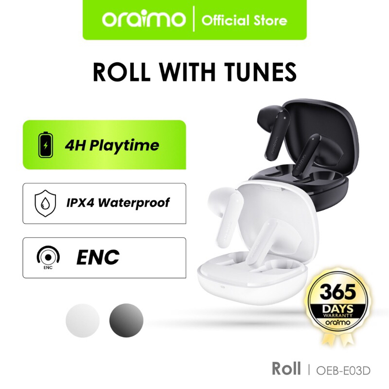 Jual Oraimo OEB-E03D Roll TWS Bluetooth Earphone v5.0 Wireless ...