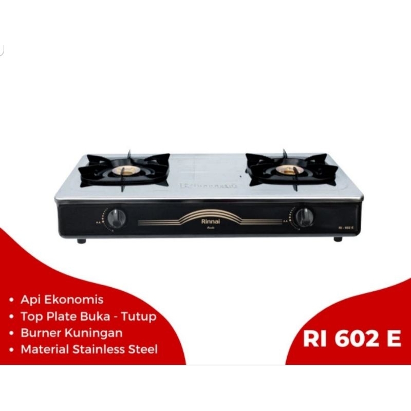 Jual RINNAI : RI-602E KOMPOR GAS 2 TUNGKU API EKONOMIS RI 602 E STAINLESS | Shopee Indonesia
