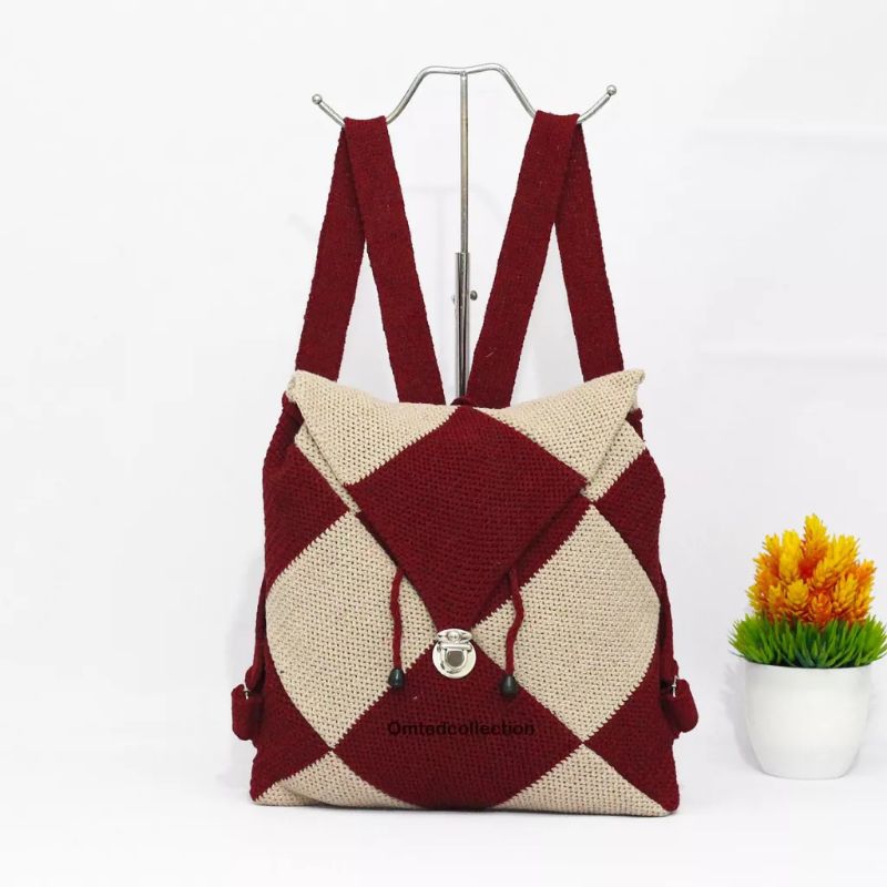 Jual Tas Rajut Ransel Wanita Kekinian Motif Diamond | Shopee Indonesia