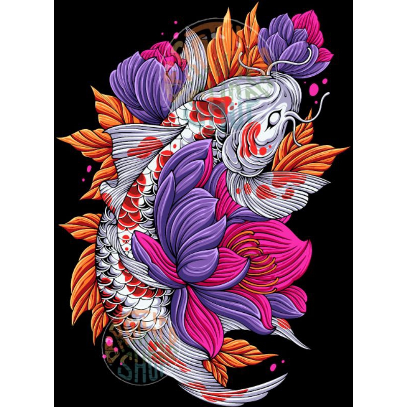 Jual Cetak water slide decal gambar ikan koi untuk racing motor helm ...