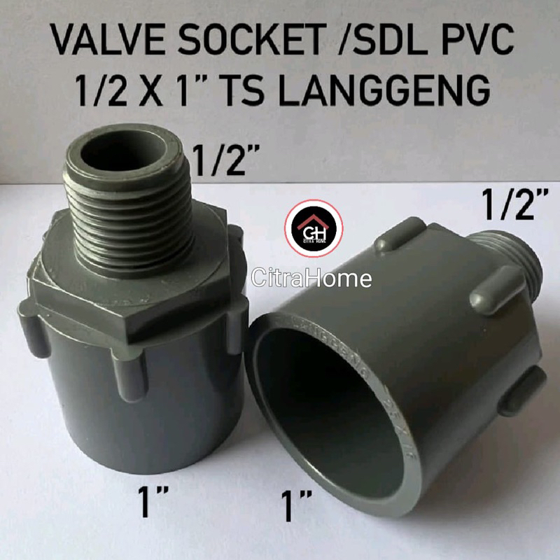 Jual Valve Socket SDL PVC 1/2 x 1 inch TS Langgeng | Shopee Indonesia