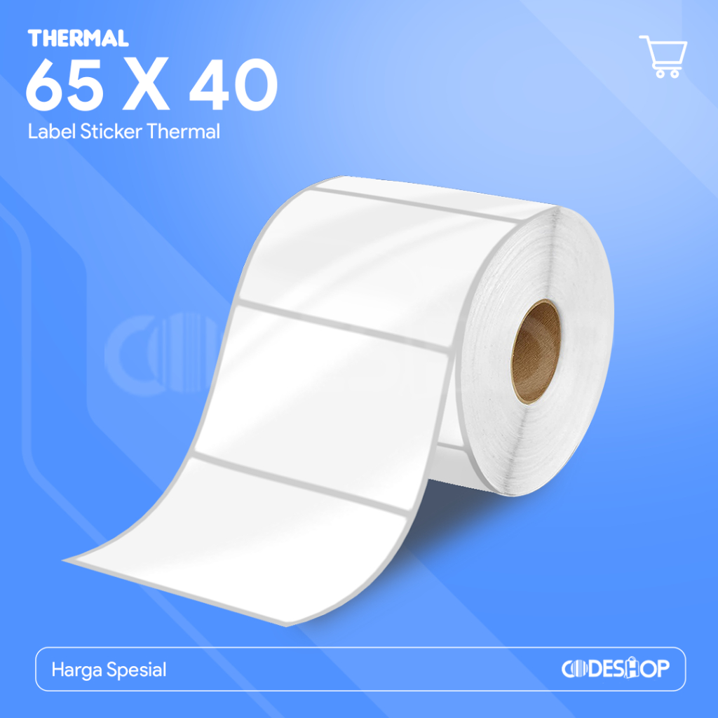 Jual Stiker Label Thermal 65 x 40 mm 1 Line isi 1000 Pcs Gap Perforasi ...