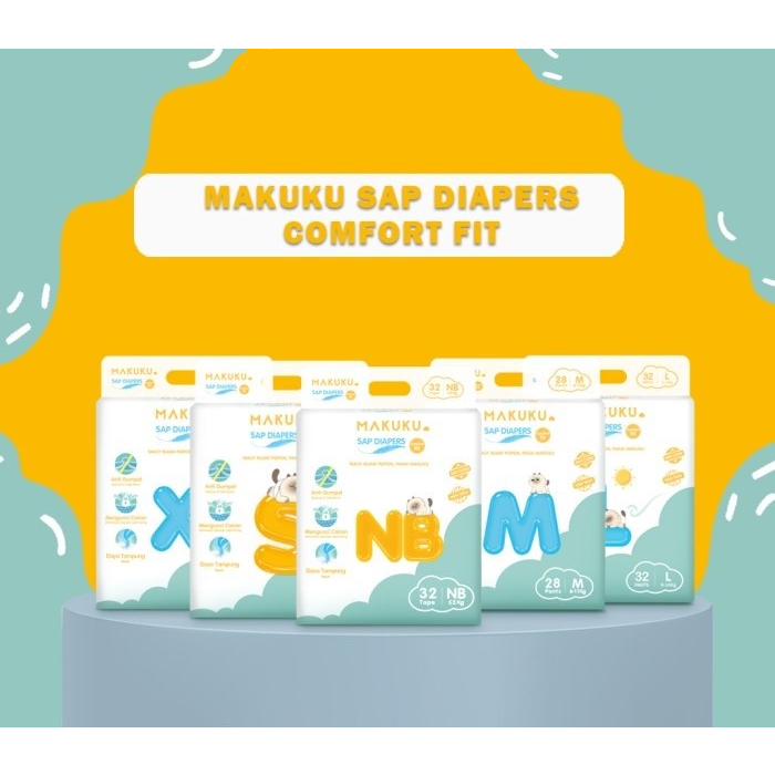 Jual MAKUKU SAP Diapers Comfort Fit Pants - Popok Bayi Tipis Extra Dry ...