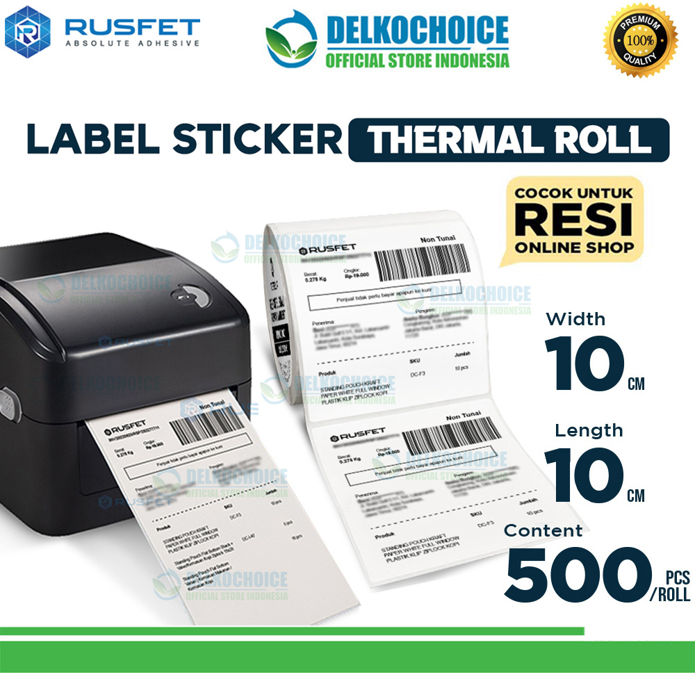 Jual Label Sticker THERMAL ROLL Resi Barcode Online Shop 500pcs Rusfet | Shopee Indonesia