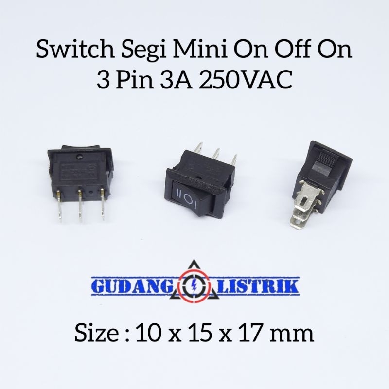 Jual Rocker Switch Saklar Segi Mini On Off On 3 Pin 3A 250V 3 Way ...