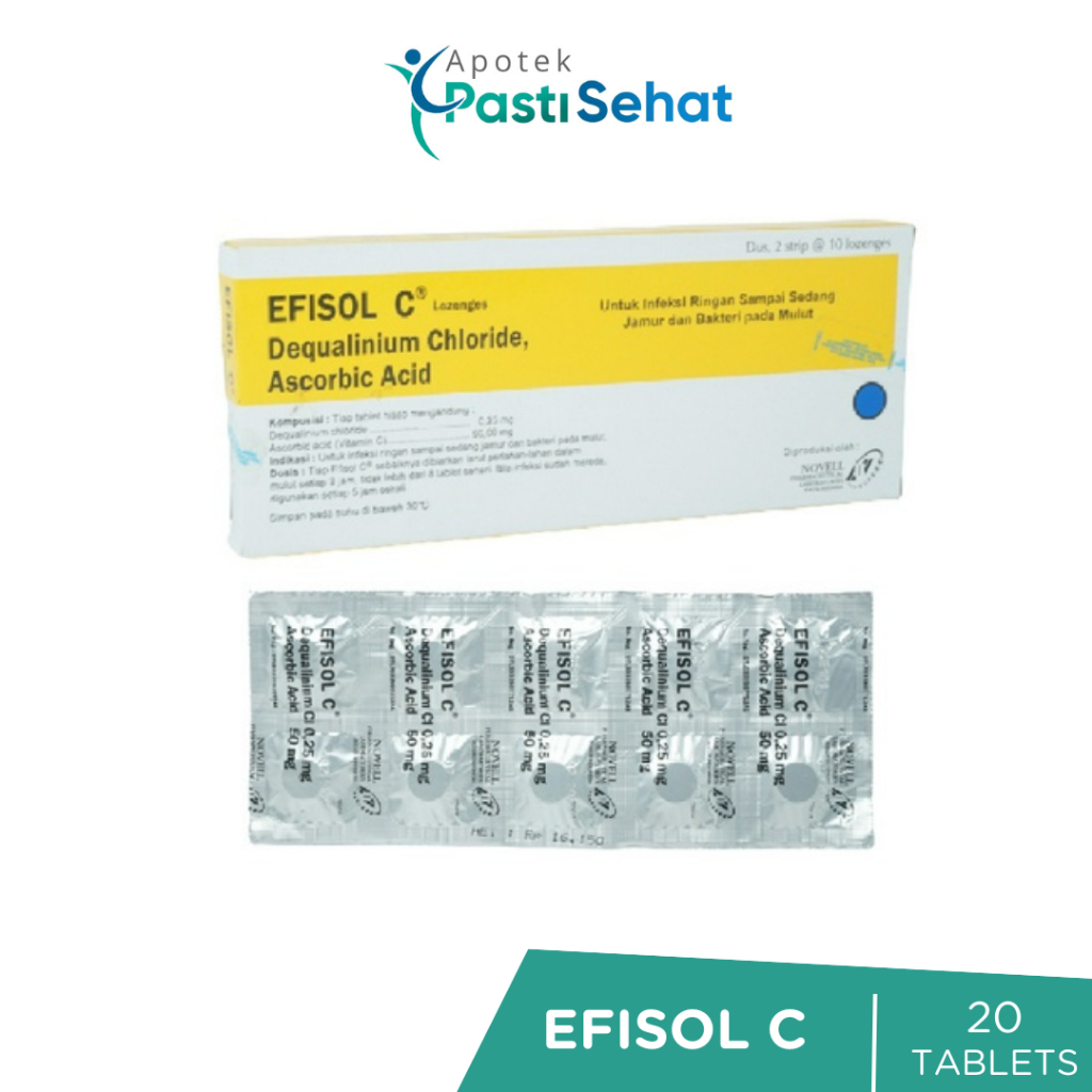 Jual EFISOL LOZ 20 TABLET/ OBAT RADANG TENGGOROKAN/TABLET HISAP/OBAT ...