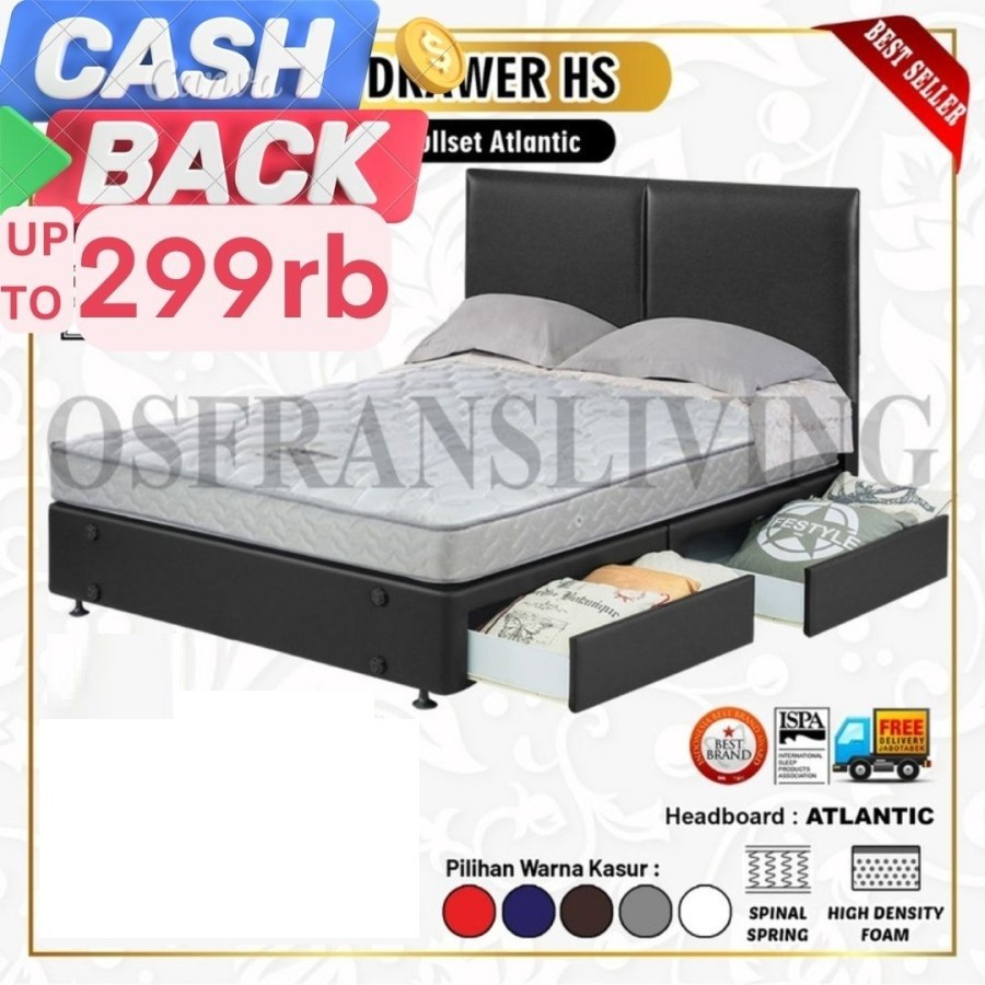 Jual Guhdo New Prima 15 Drawer Laci HS - Fullset Atlantic Style - SPRING BED SET | Shopee Indonesia