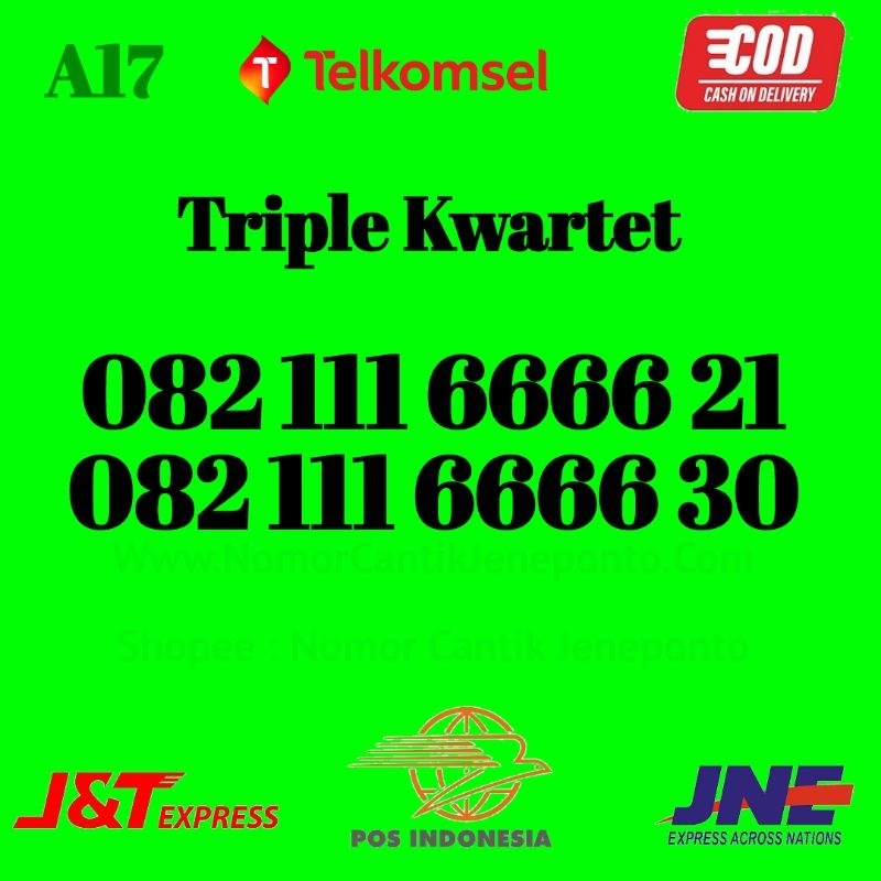 Jual Kartu Perdana Nomor Cantik Telkomsel Kartu AS Cantik 4GLTE Tengah Triple Kwartet 111 6666 ...