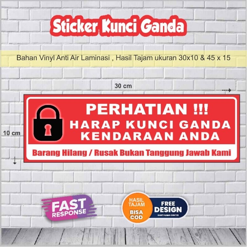 Jual Sticker Harap Kunci Ganda vinyl Anti Air | Shopee Indonesia