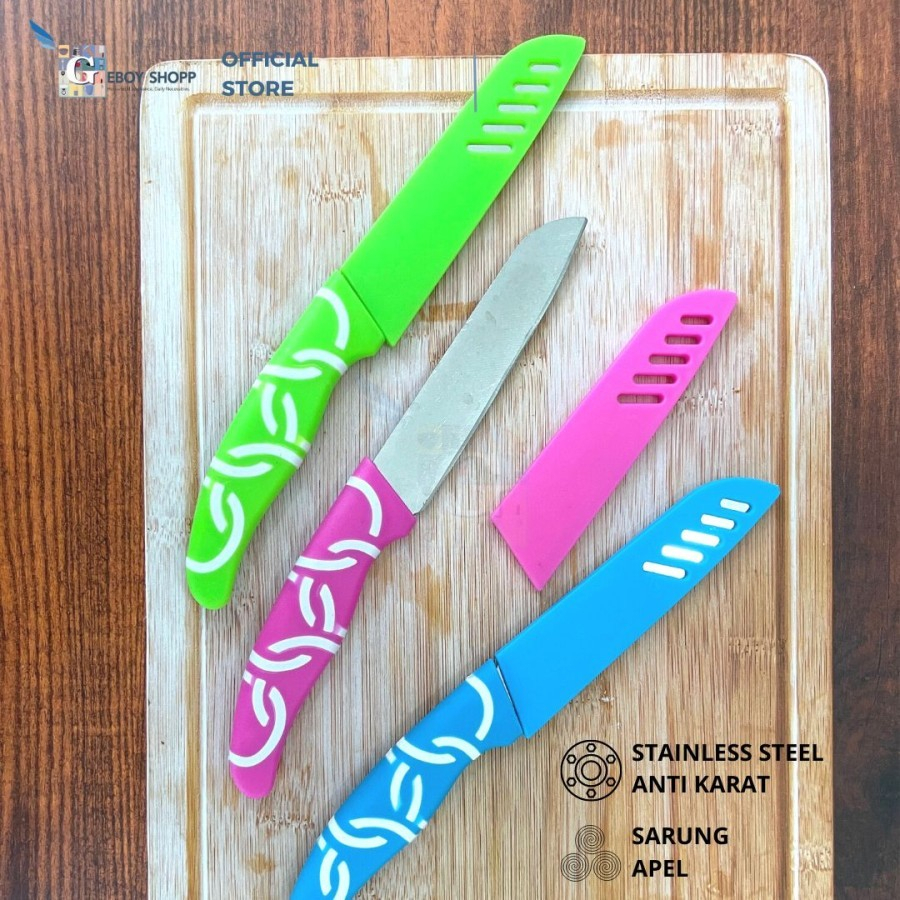 Jual Pisau Kecil Potong Buah + Sarung Warna Pisau Apel Pisau Dapur ...
