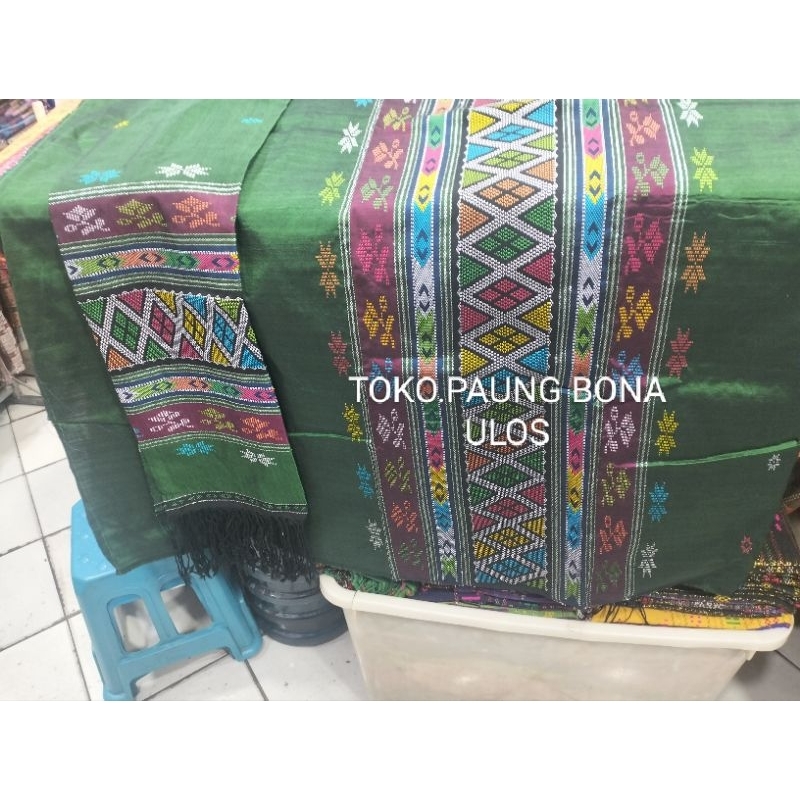 Jual 1SET SARUNG + SELENDANG SONGKET SADUM SUTRA TARUTUNG WARNA DASAR HIJAU | Shopee Indonesia