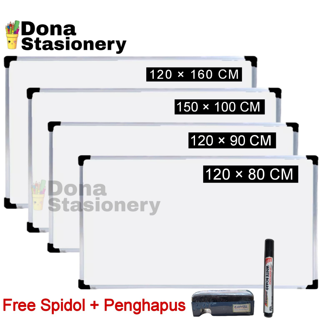 Jual Whiteboard/Papan Tulis/Papan Tulis ukuran Whiteboard 2 sisi Spidol dan Kapur 120x160cm ...