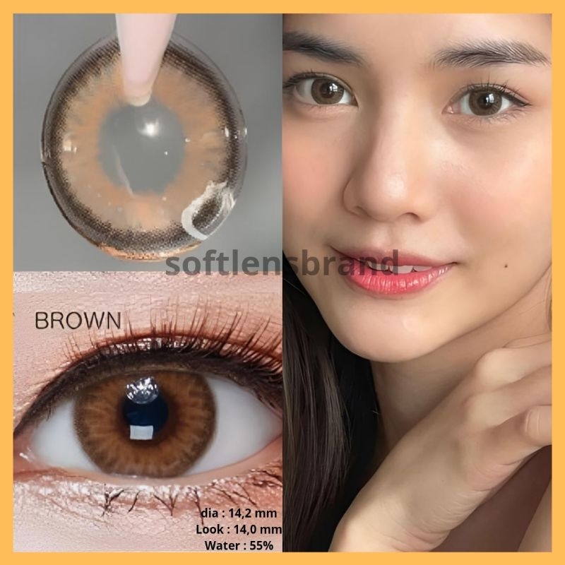 Jual ( COD ️ ) SOFTLENS BROWN NATURAL 14 MM - SOFTLENS MINUS BROWN ...