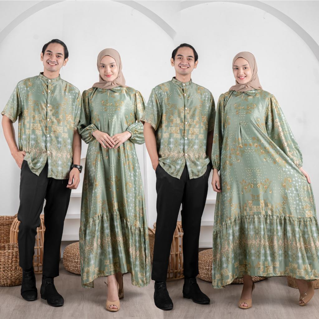Jual warna warni brand Sarimbit Keluarga Syirena gamis full motif ...