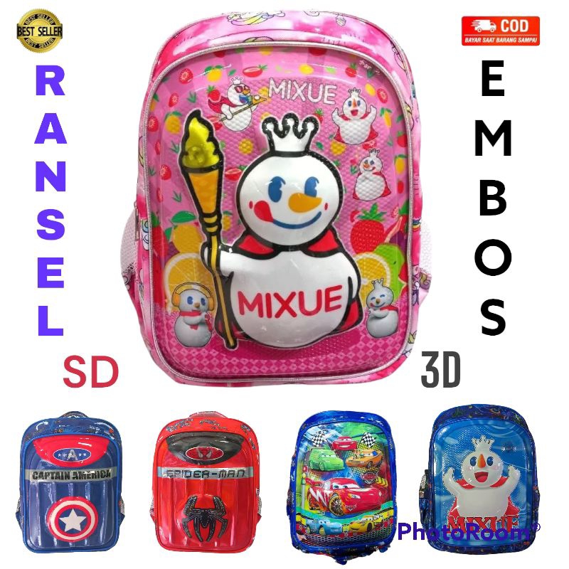 Jual TAS RANSEL MIXUE EMBOS 3D LED untuk ukuran SD banyak varian ...