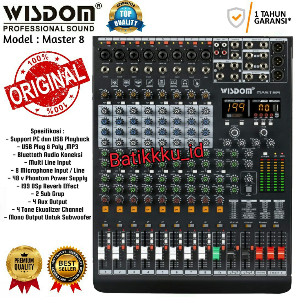 Jual Mixer Audio WISDOM MASTER 8 MASTER8 ORIGINAL 8CH SUBWOOFER OUTPUT 199DSP | Shopee Indonesia