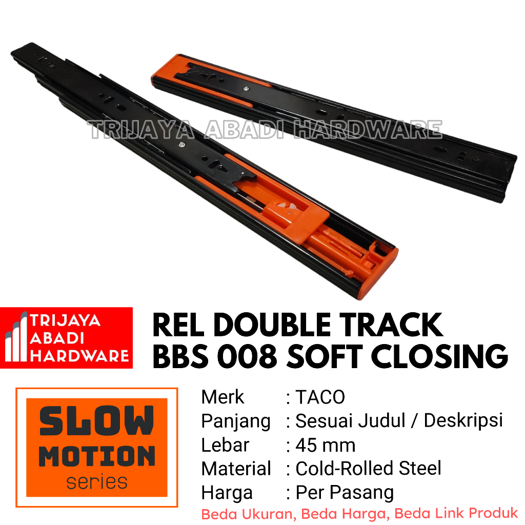 Jual Rel Laci Slow Motion 50 CM - BBS 008 SC Double Track Full Extension Drawer Runners 500 MM ...