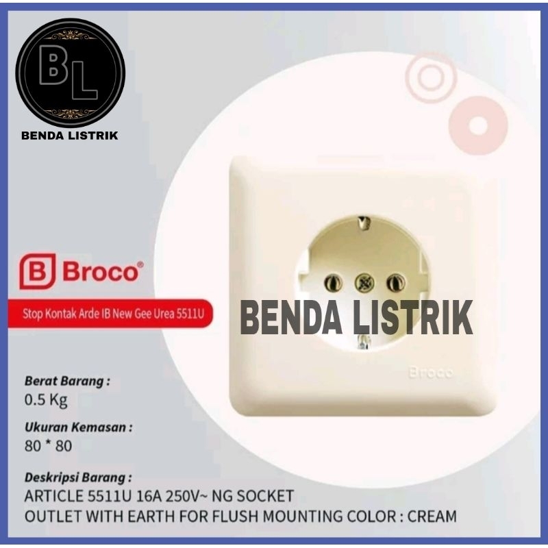 Jual IB Stop Broco New Gee 5511U - Stop Kontak Arde Broco New Gee Sni ...