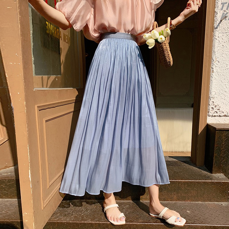 Jual 【READY】90CM Shimmer Skirt Rok Plisket Premium Rok Plisket Glossy ...