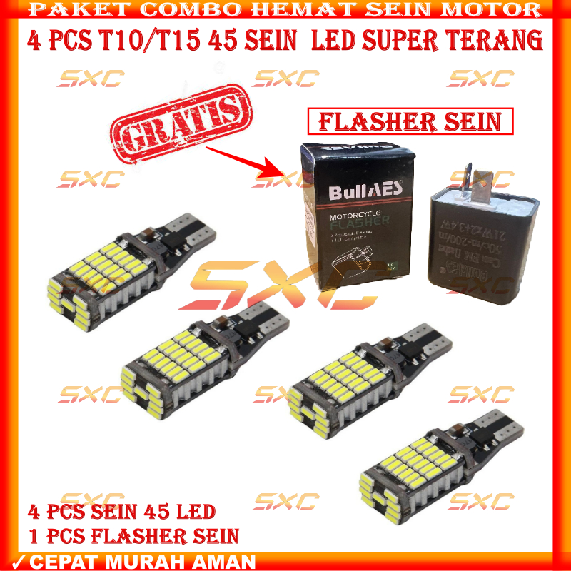 Jual ORIGINAL COMBO PAKET HEMAT LAMPU SEIN MOTOR T10/T15 45 LED FREE FLASHER SEIN | LAMPU SENJA ...