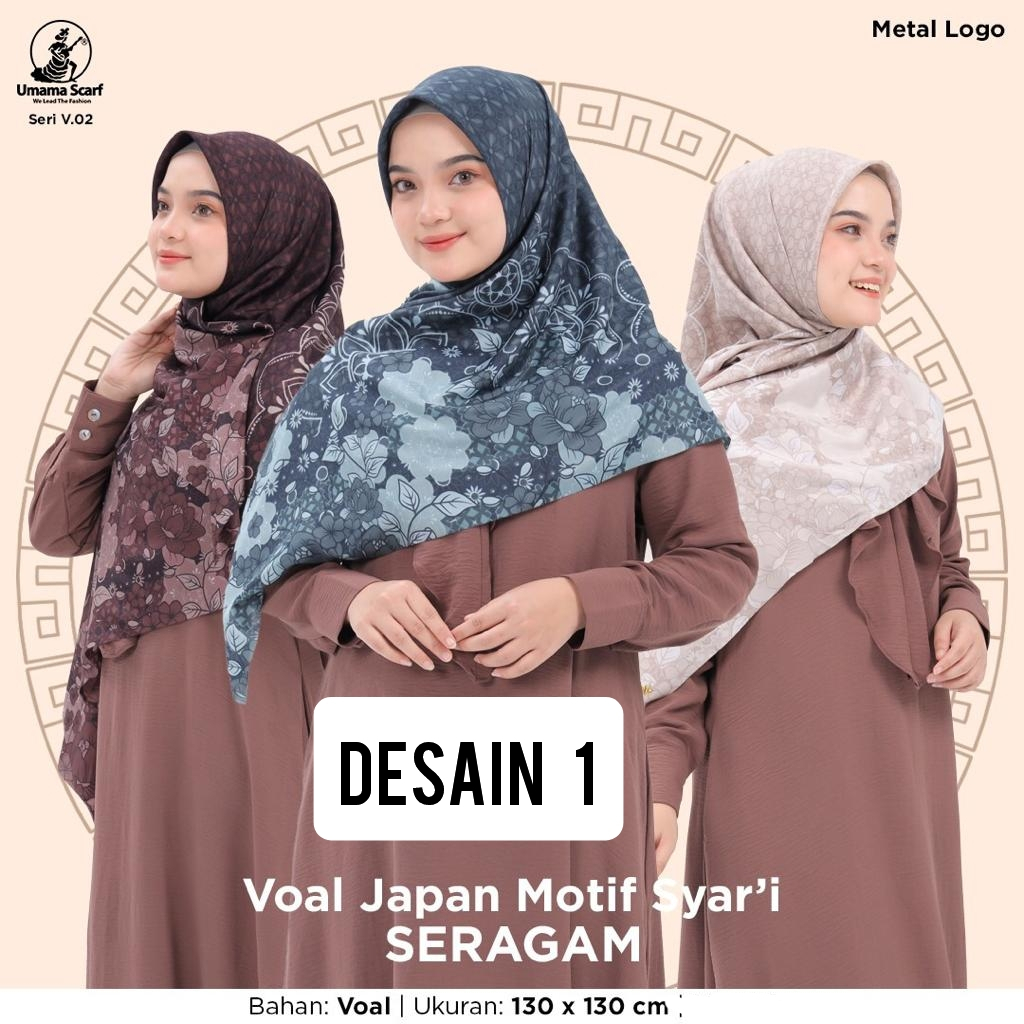 Jual SYARI UMAMA VOAL JAPAN SYAR'I SERAGAMAN METAL LOGO MOTIF LC Hijab ...