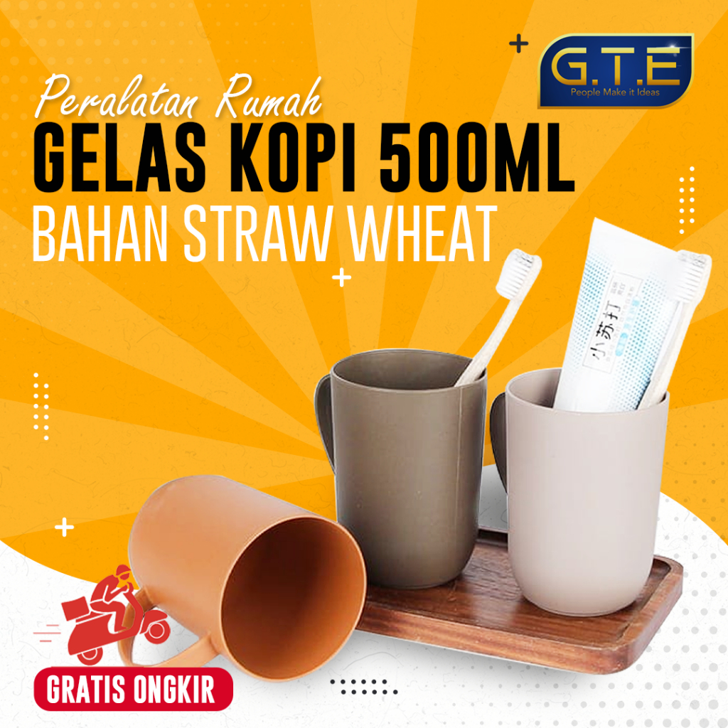 Jual GTE | Straw Kopi Mug Cangkir /500ML Handy Cup /Gelas Gandum Kokoh ...