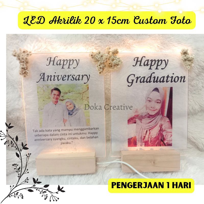Jual Kado Akrilik Aniversary Wisuda Ultah Custom LED akrilik | Shopee ...