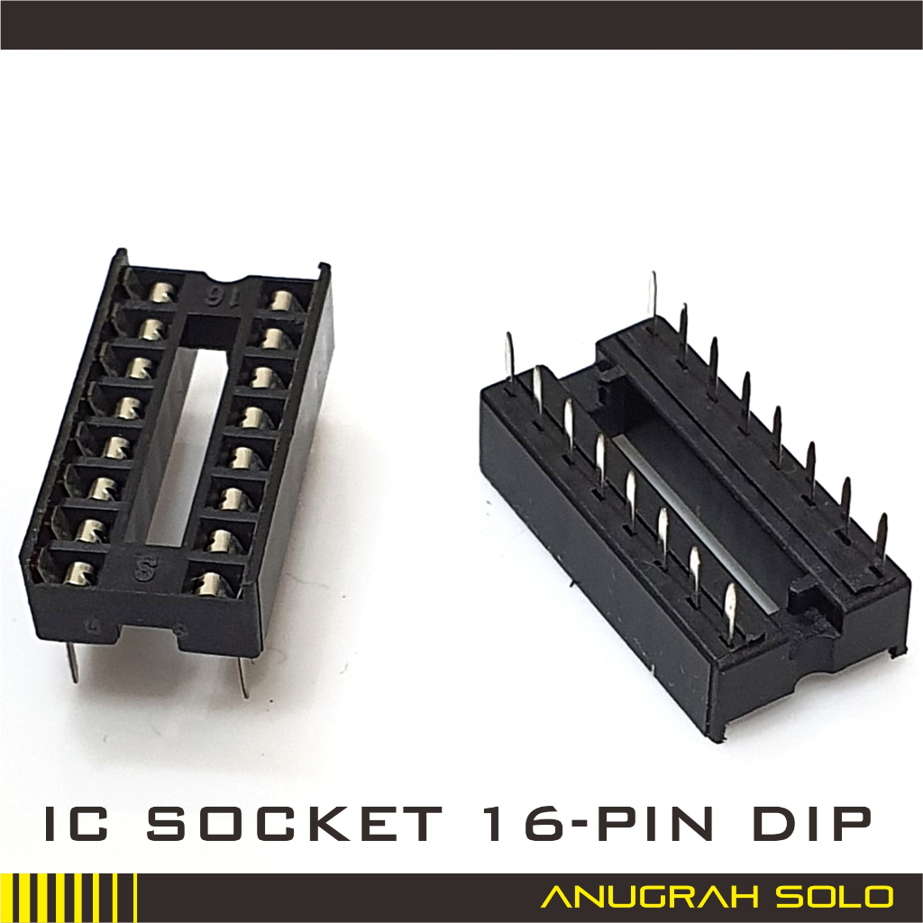 Jual Soket IC 16 Pin Lubang Jepit Socket IC 16P Flat Pin DIP-16 16pin ...