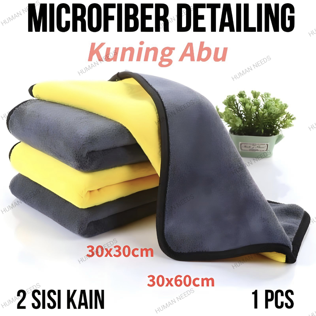 Jual Kain Lap Detailing Microfiber Kuning Abu 500gsm 30x30cm 3x60cm/Lap ...