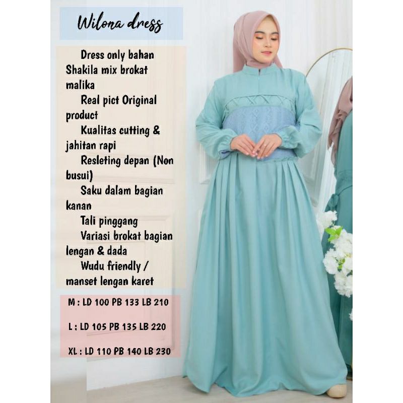 Jual Abaya Gamis Brokat Malika Wilona Dress Lebaran Syari Syar'i Abaya Wudhu Friendly Muslimah ...