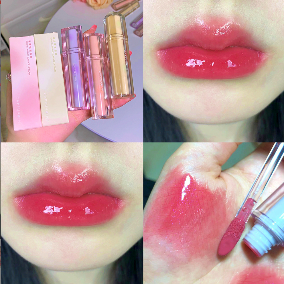 Jual BPOM CAPPUVINI Lipstik Iced Tea Mirror Lip Glaze Lipstick XX023 ...