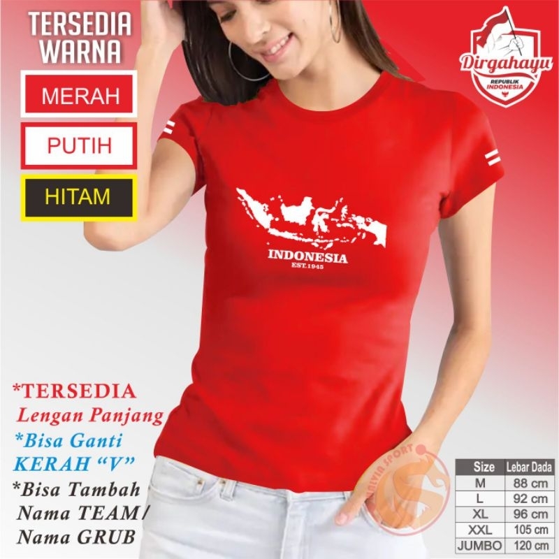 Jual Atasan Senam Wanita Kaos Agustusan Baju Indonesia Kemerdekaan Baju Aerobic lengan pendek ...