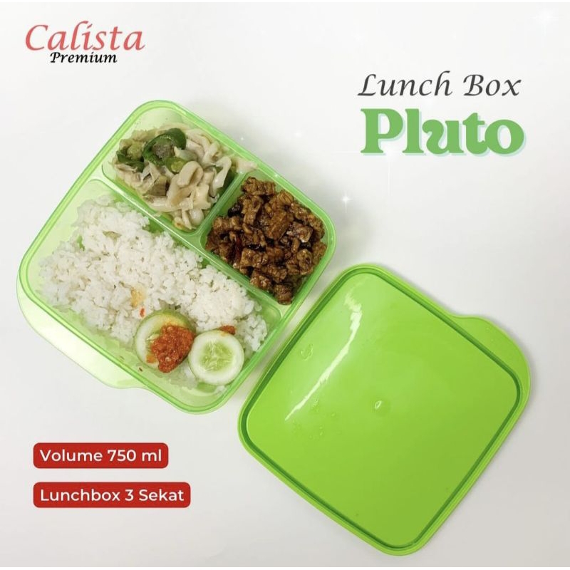 Jual Lunchbox Calista Pluto tepak makan anak bening 3 sekat wadah bekal ...