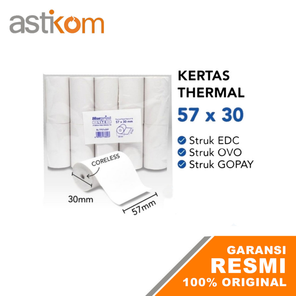 Jual Kertas Roll Kasir Thermal Blueprint 57X30mm 1 Roll | Shopee Indonesia