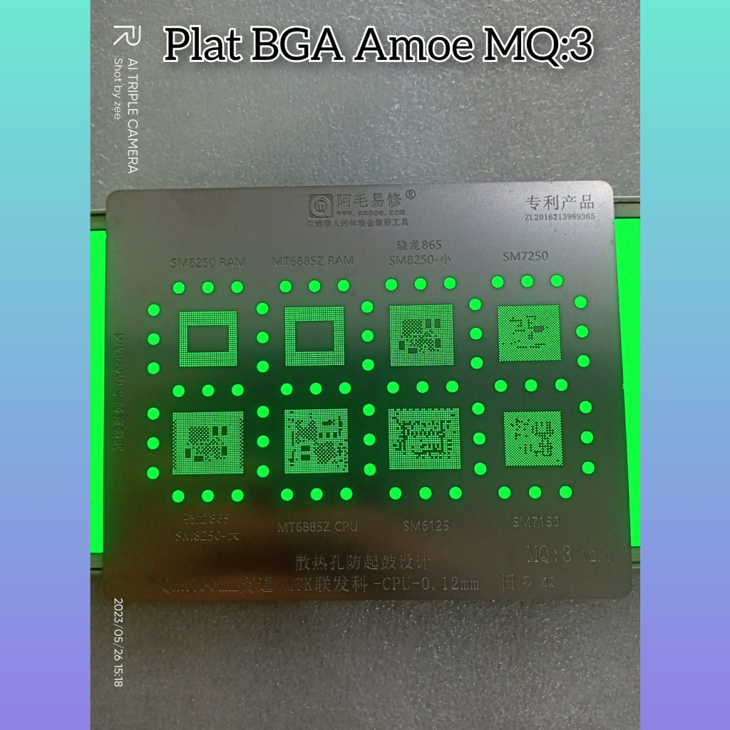 Jual Plat Cetakan Ic Plat Bga AMAOE MQ:3 0.12mm Plat BGA MQ3 Qualcomm CPU | Shopee Indonesia