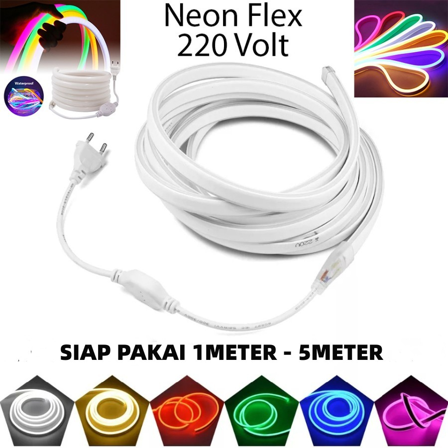 Jual Paket Lampu Neon Flex LED Flexible 220V 1 Meter - 5 METER | Shopee ...