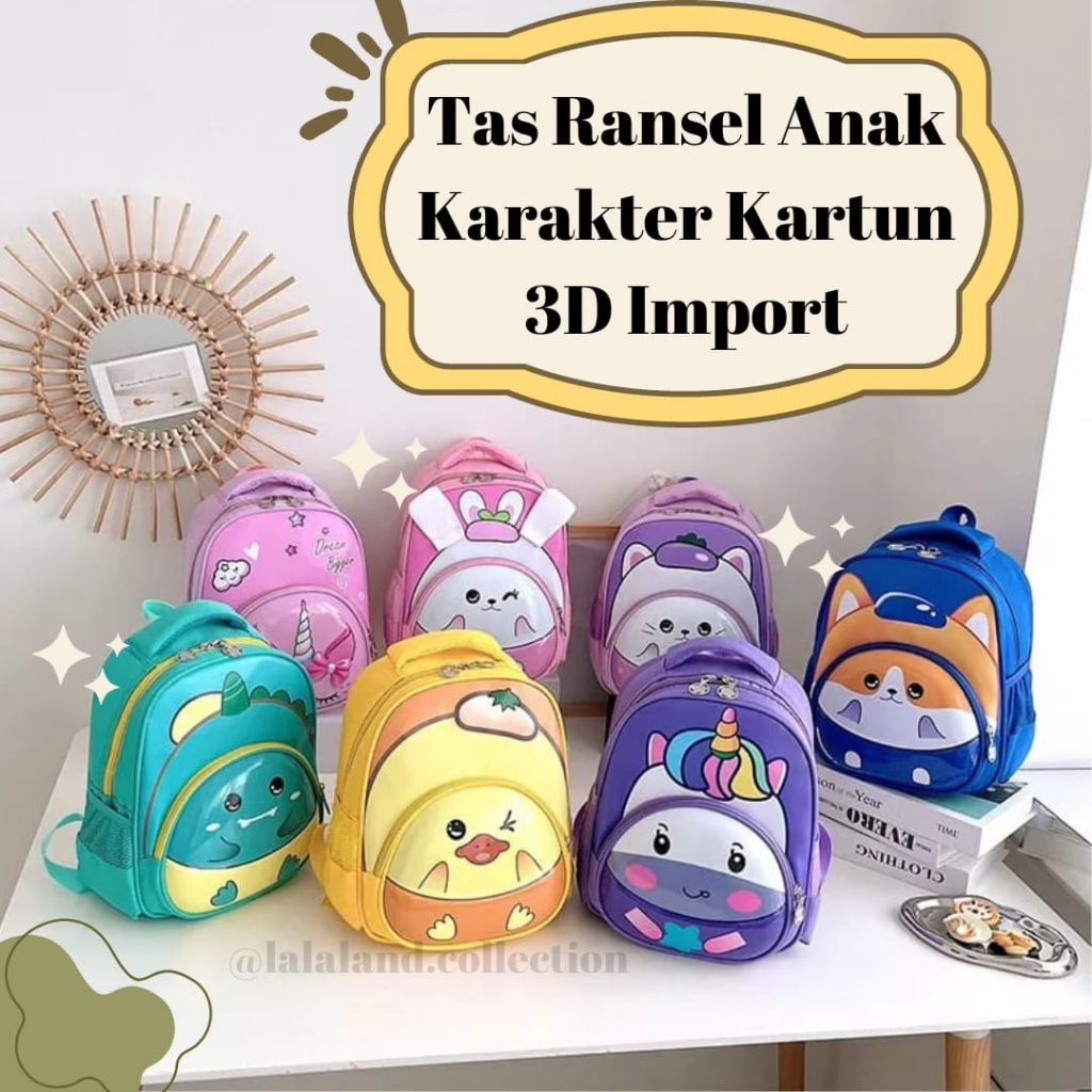 Jual Tas Ransel Anak Karakter Kartun 3D / Tas Ransel Anak Sekolah TK ...