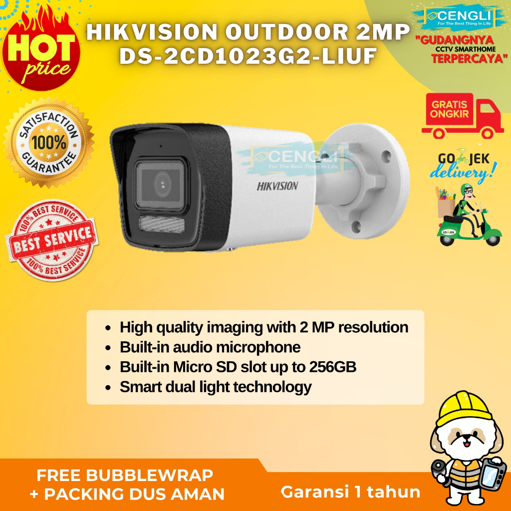 Jual IPCAM HIKVISION OUTDOOR DS-2CD1023G2-LIUF 2MP DUAL LIGHT BULLET AUDIO | Shopee Indonesia
