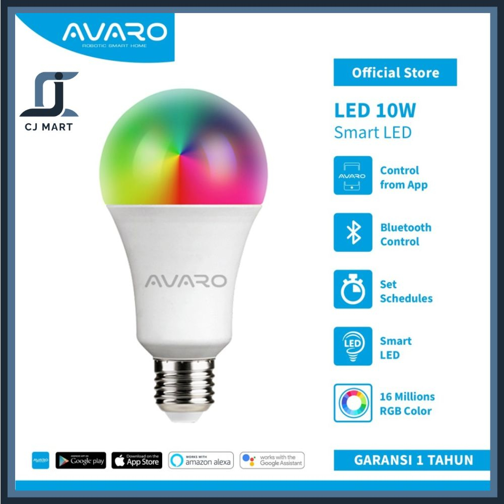 Jual EXCLUSIVE AVARO Lampu Smart LED 10W Bluetooth Smart Bulb RGB+WW ...