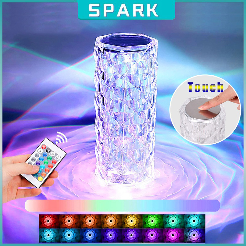 Jual Lampu Malam LED Crystal Rose Light USB Rechargeable RGB 16 Warna ...