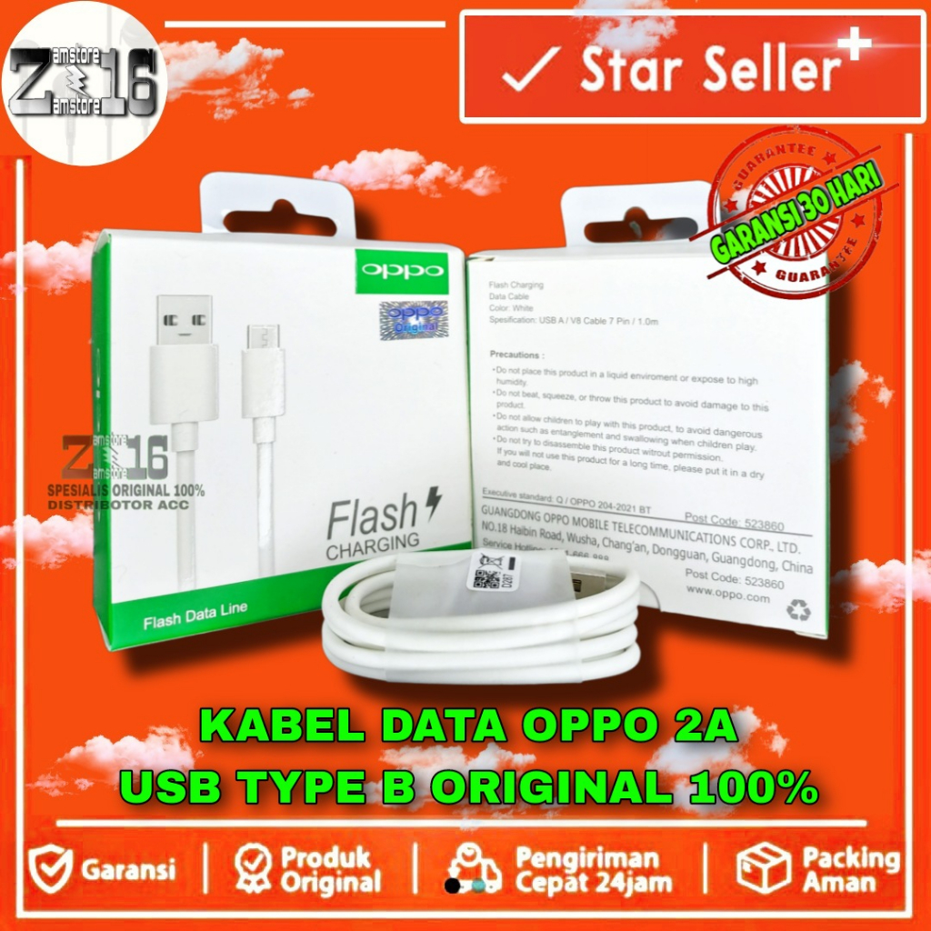 Jual Kabel data oppo Micro USB Type B 2A Original 100% Fast charging ...