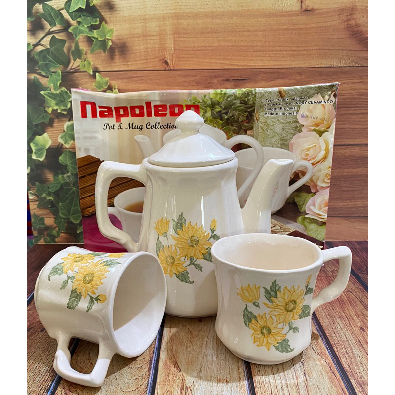 Jual mug & pot napoleon matahari#tea set keramik# mug napoleon | Shopee ...