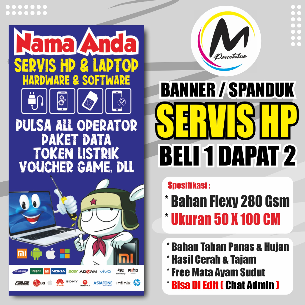 Jual CETAK BANNER SERVIS HP / SPANDUK KONTER | Shopee Indonesia