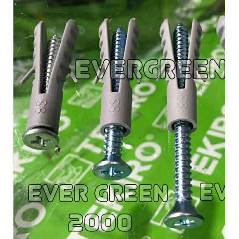 Jual Sekrup Ramset Plastik S8 + Skrup 4/5/6/7 cm ( 1 pak 25 set ) Grade A / rumah sekrup S-8 ...