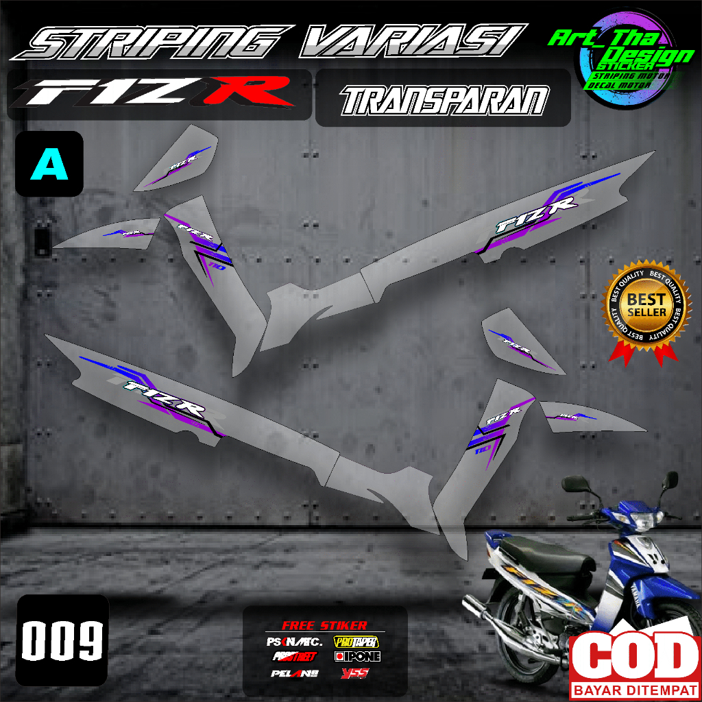 Jual (BAYAR DITEMPAT)Striping Transparan Yamaha Fiz R 009-Stiker ...