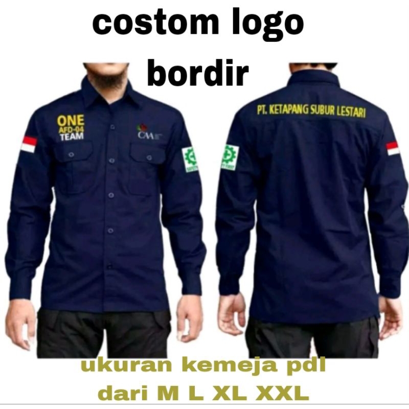 Jual kemeja PDL /PDHCOSTOM BORDIR LOGO DAN TULISAN BELAKANG | Shopee Indonesia