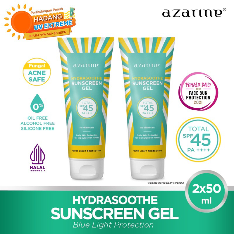 Jual Termurah [Twin Pack Gel] Azarine Hydrasoothe Sunscreen Gel SPF45 ...