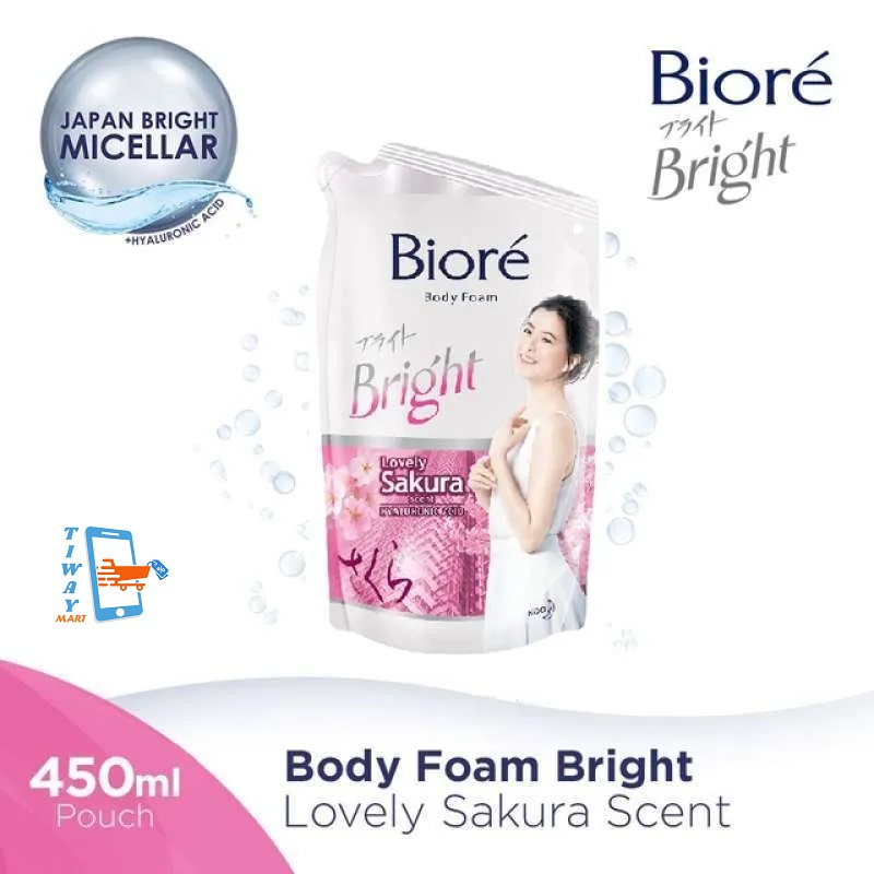 Jual Biore Body Foam Bright Lovely Sakura Scent Pouch 400 mL | Shopee Indonesia