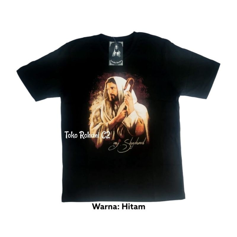 Jual Kaos Oblong Yesus Gembala Yang Baik Hitam - Kaos Oblong - Kaos ...