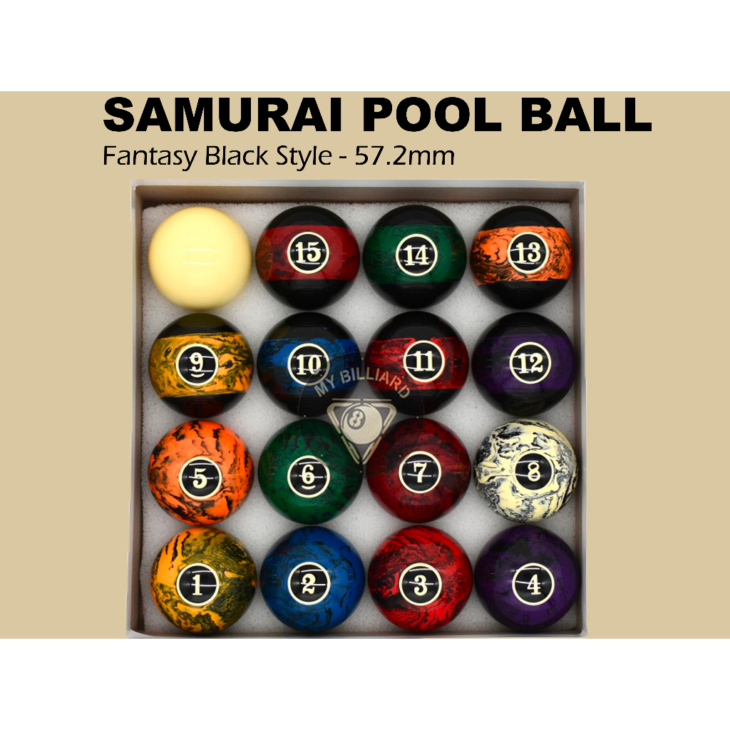 Jual Samurai Billiard Ball 57.2mm - Marble Texture - Bola Set Biliar 2 ...
